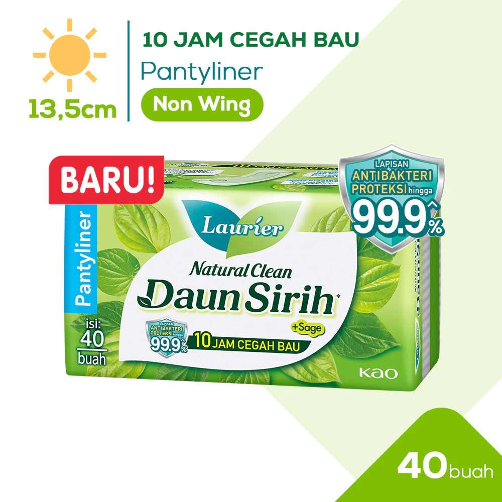 Jual LAURIER PANTY LINERS NATURAL CLEAN 40'S | Shopee Indonesia