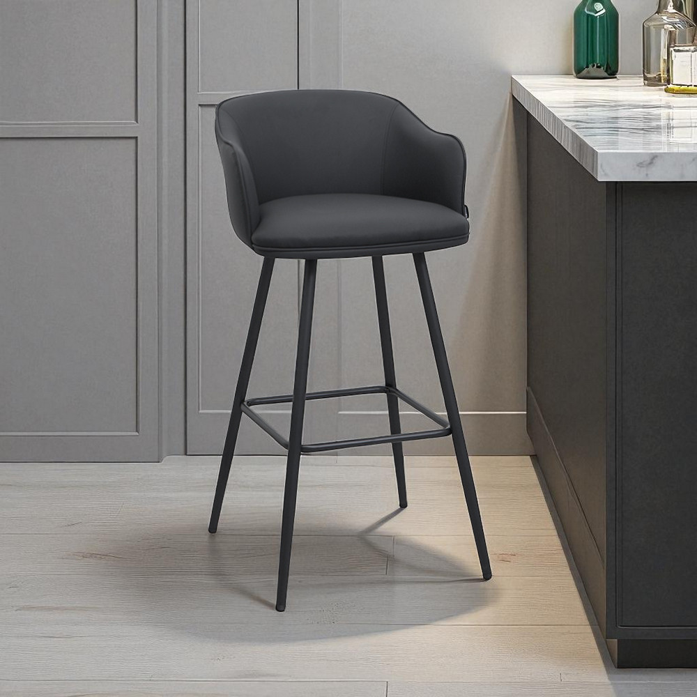 Jual Informa Yafford Kursi Bar Kulit - Hitam Bar Stool Kursi Kafe ...