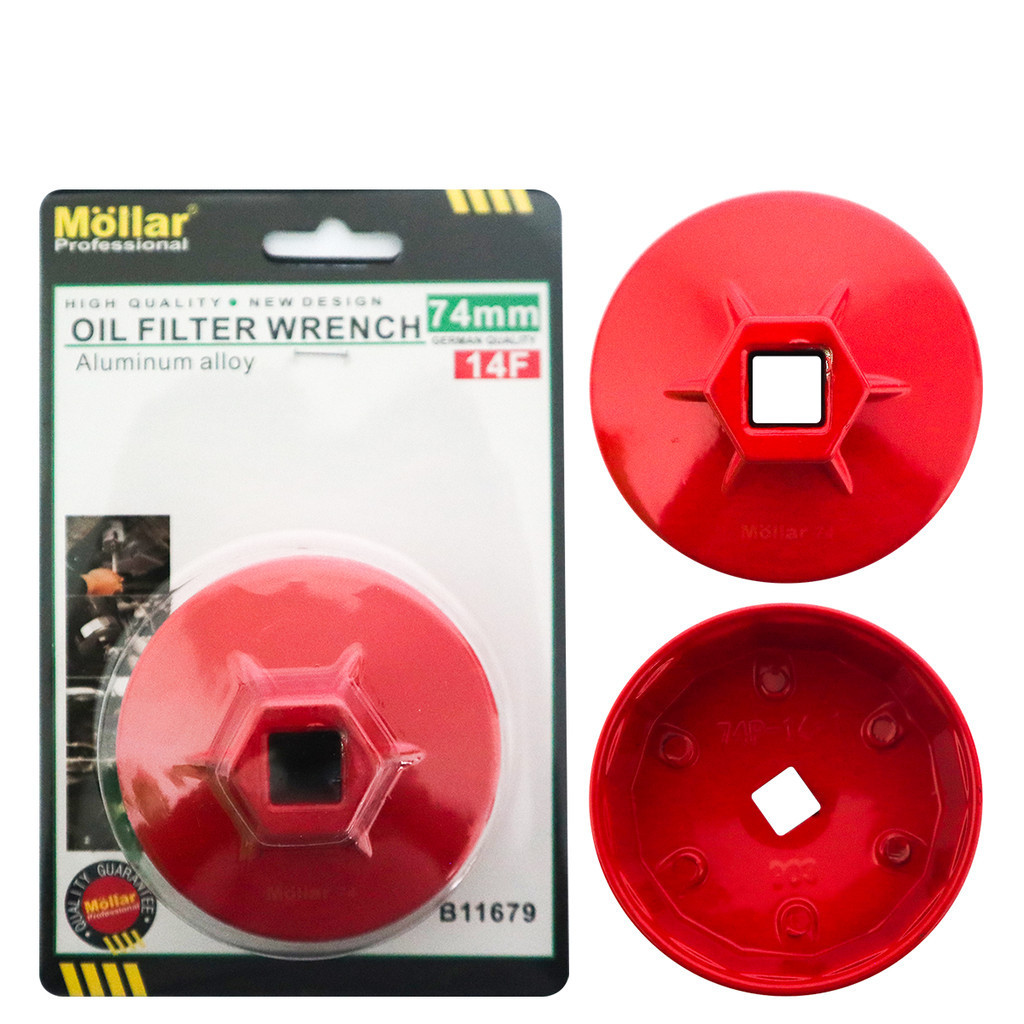 Jual MOLLAR Kunci Filter Oli Mangkok 74mm x 1/2" Merah Mobil Oil Bowl ...