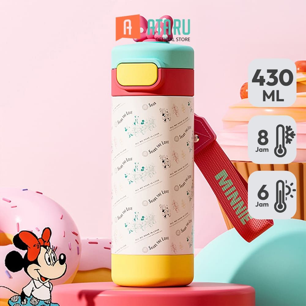 Jual Ataru Botol Vacuum Flask Stainless Steel Dengan Strap Minnie 430 ...