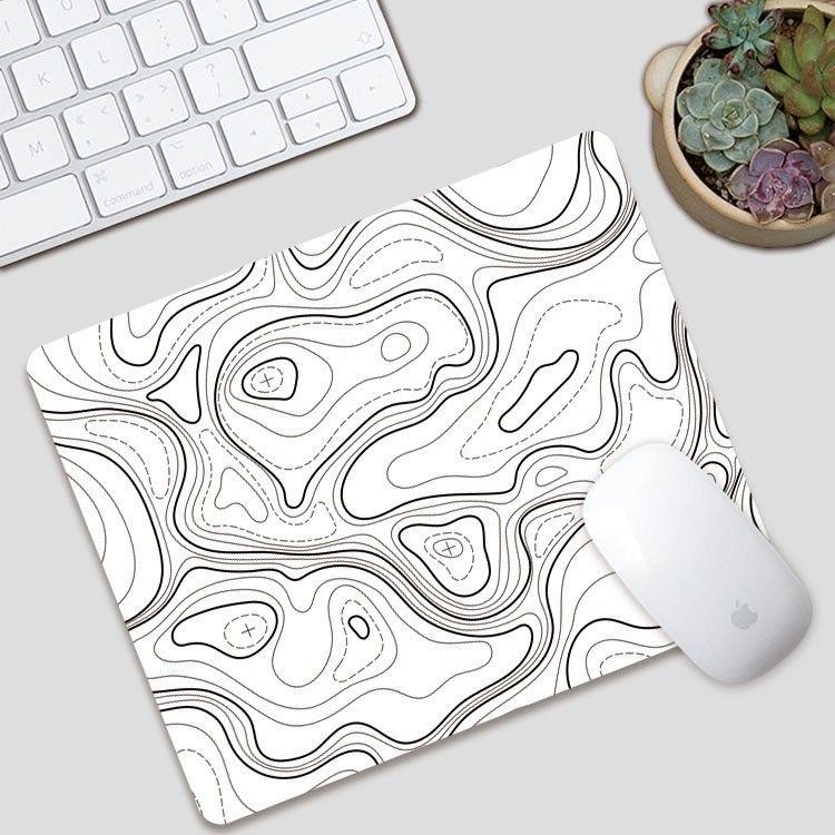 Jual Contour Line Mouse pad Slip-Resistant Black White Texture ...
