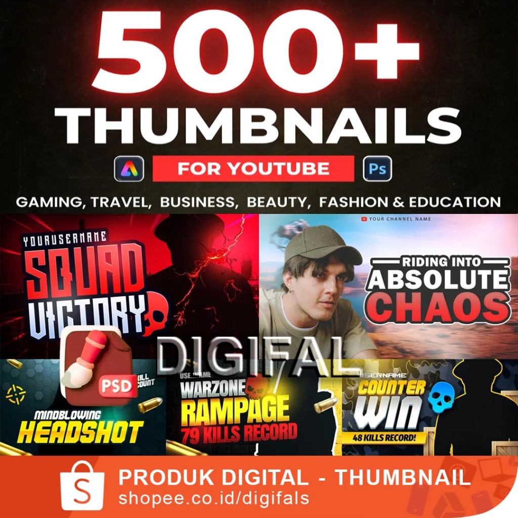 Jual 500+ YouTube Thumbnail Template PSD | Editable Photoshop Pack ...
