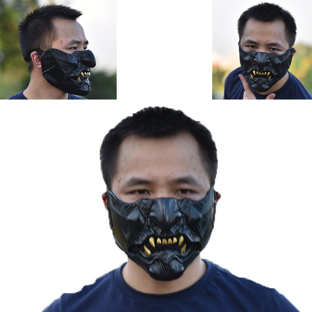 Jual Funny Cosplay Game Ghost of Tsushima Half Face Samurai Warrior Jin ...