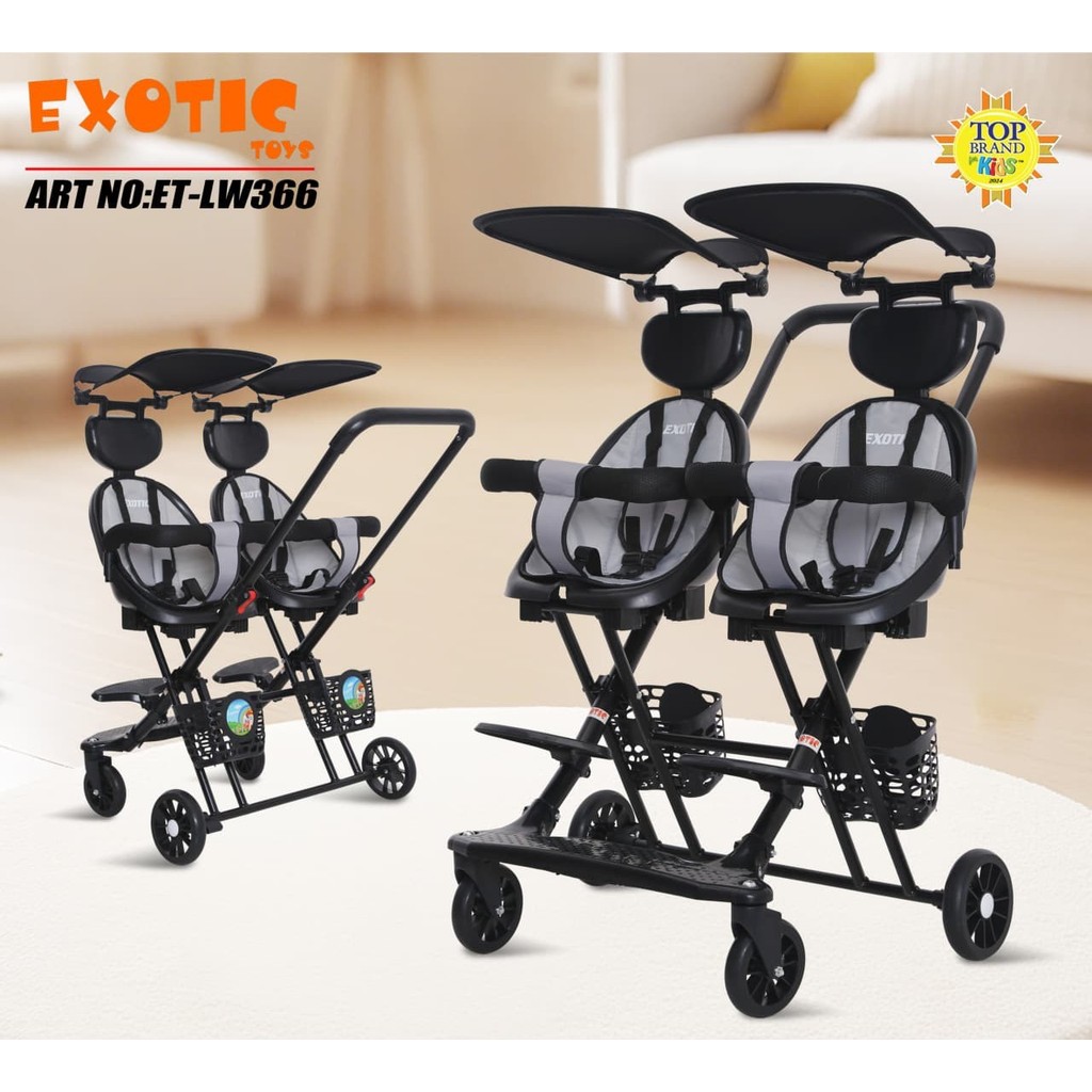 Jual (FREE PACKING) Magic Stroller Twins Kembar Pasific Exotic ET-LW366 ...