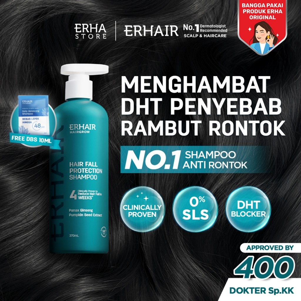 Jual ERHAIR HairGrow Anti Hair Fall Shampoo 370ml – Non-SLS Formula ...