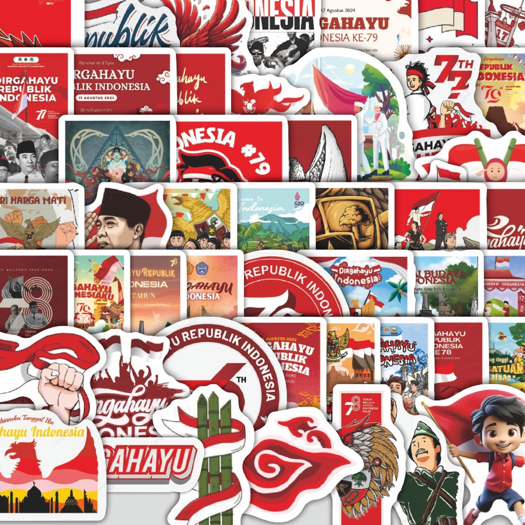 Jual Stiker Cutting Pack Stiker Tema Kemerdekaan Indonesia Isi 100Pcs ...