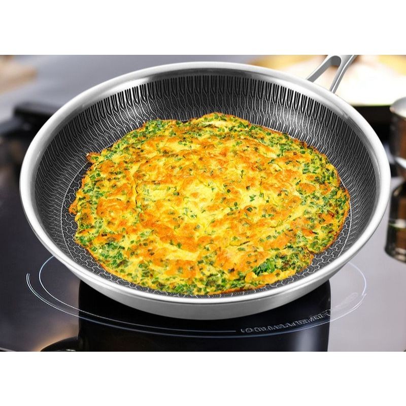 Jual Wajan Penggorengan Frying Pan Honeycomb Non-Sticky Wajan Stainless Steel SUS304 Anti Gores ...