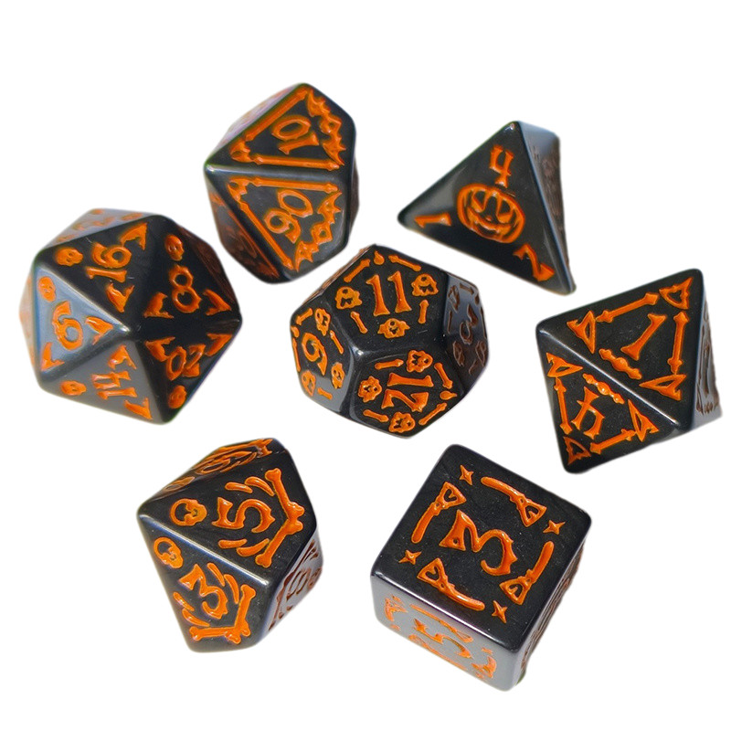 Jual 7pcs/set Hollowed Out Pattern Digital Dice Set for TRPG RPG COC ...