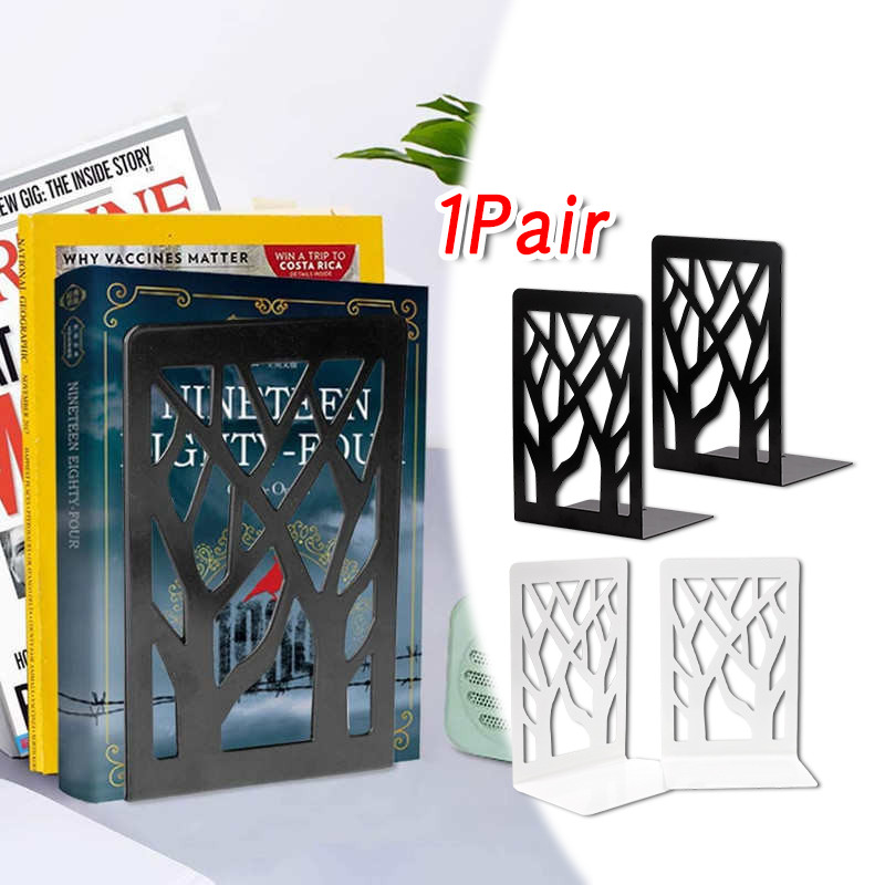 Jual 2pcs Book End Besi Stand Sandaran Pembatas Penahan Buku Hitam ...