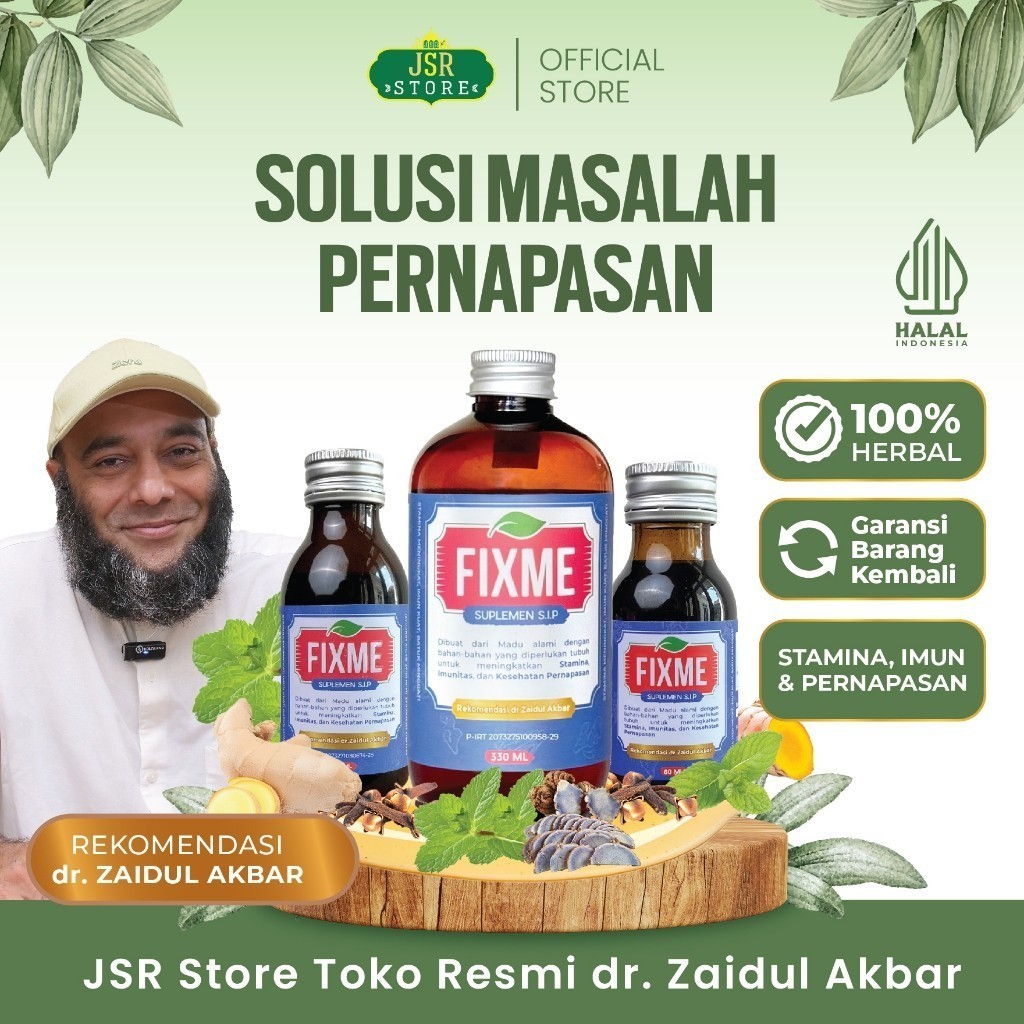 Jual FIXME + Flu Batuk Melegakan Pernapasan + Kemasan 80-120-330ml - Rekomendasi dr. Zaidul ...