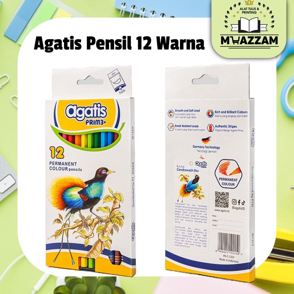 Jual Agatis Prime Pensil Warna 12 Warna Panjang | Shopee Indonesia