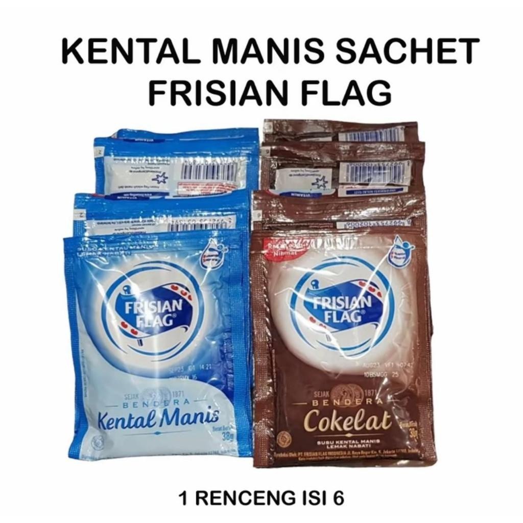 Jual Frisian Flag Susu Kental Manis Coklat Putih 1 renceng isi 6 Sachet ...