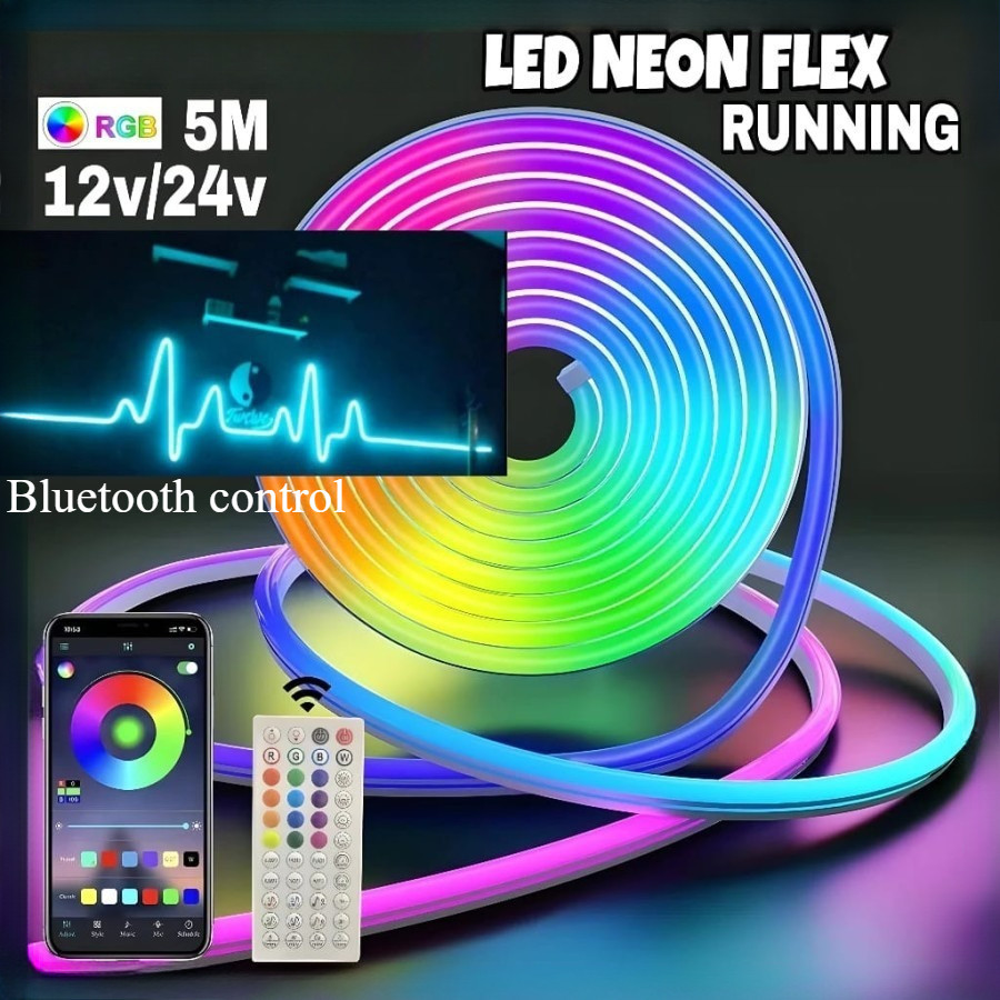 Jual Lampu Neon Flex Running LED Remote 5M 10M Lampu Warna Warni LED ...