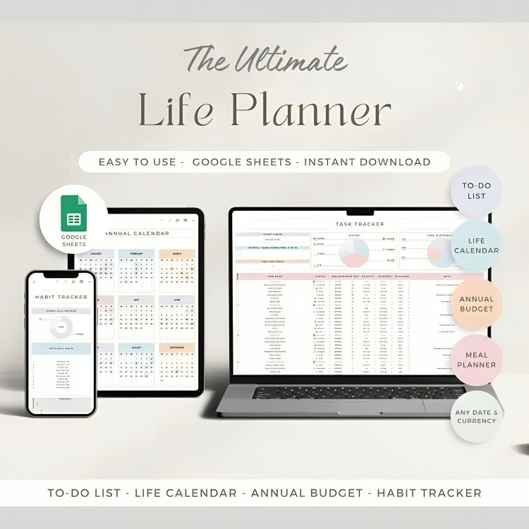 Jual (ADL - 92) 10 in 1 Life Planner Google Sheets | Budget Tracker ...