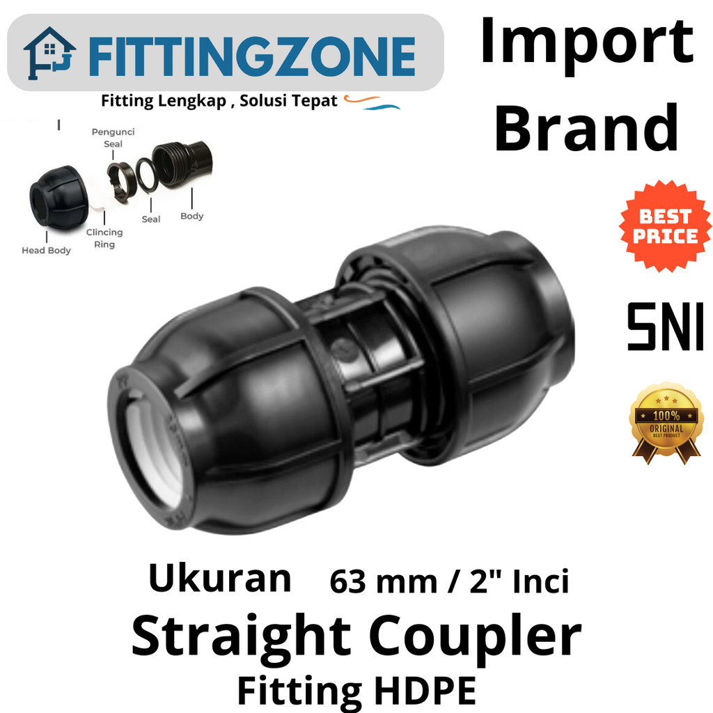 Jual Coupler / Socket Compression 63mm atau 2 Inch Sambungan / Fitting ...