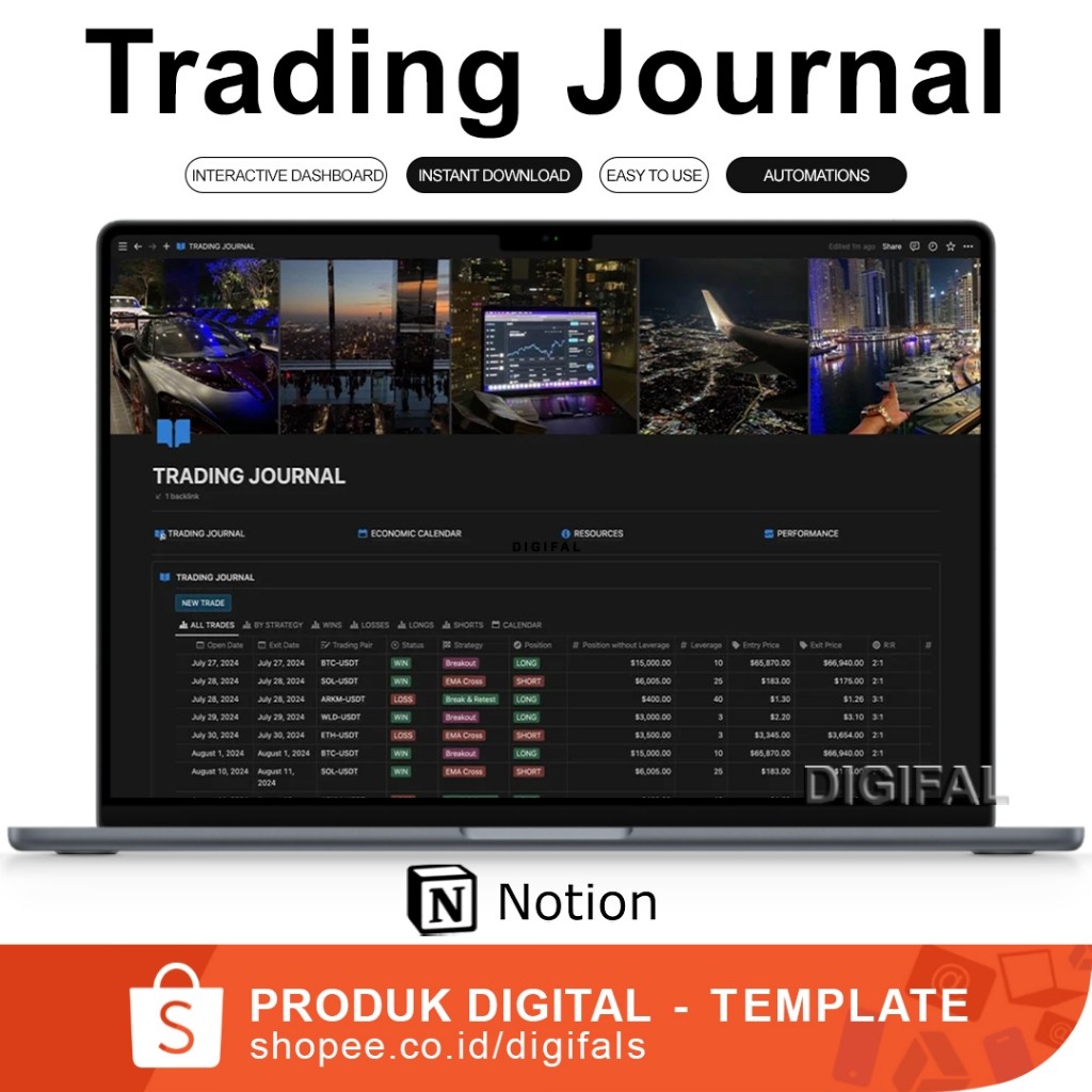 Jual Trading Journal, Notion Template, Crypto Stock Futures Perpetuals ...