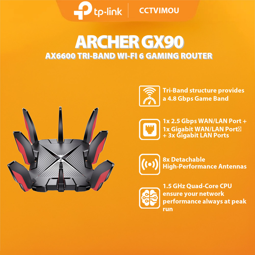 Jual TP-LINK ARCHER GX90 AX6600 TRI-BAND WI-FI 6 GAMING ROUTER | Shopee ...