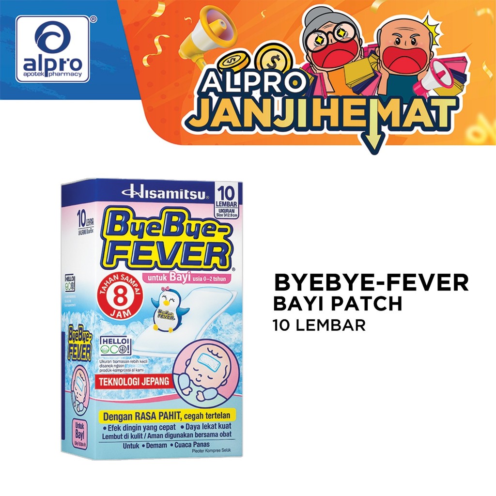 Jual Bye Bye Fever Patch Bayi 10 Lembar / Plester Demam/ Kompres Demam ...