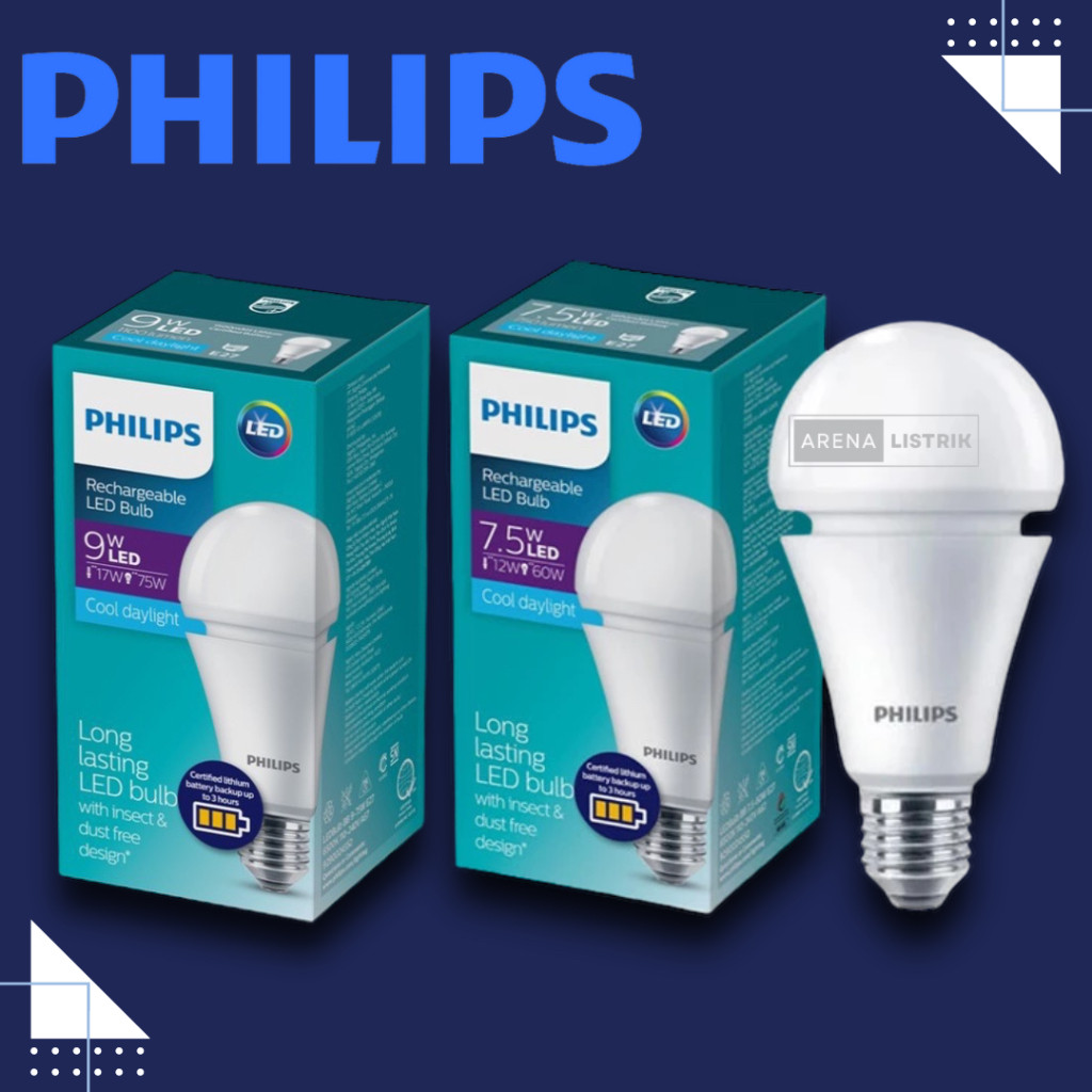 Jual PHILIPS Lampu Bohlam LED Emergency Rechargeable 7.5W 7.5Watt 7,5 W ...