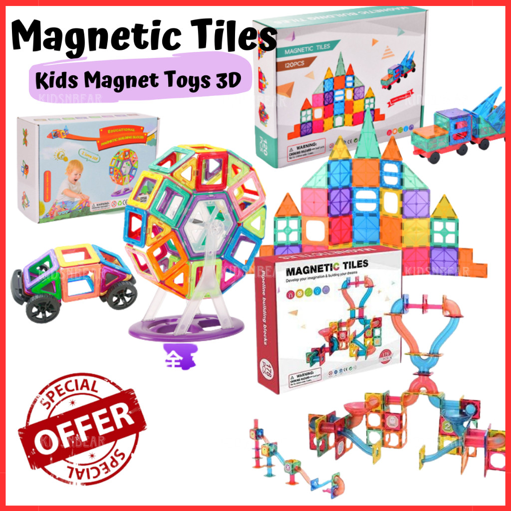 Jual Magnetic Tiles 48pcs/ 78pcs / 100pcs / 120pcs / Magnetic Run 88pcs ...