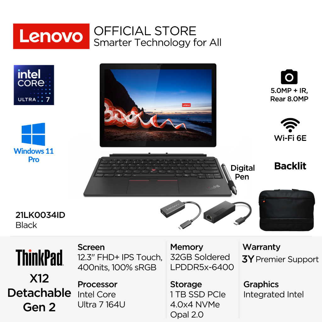 Jual Lenovo ThinkPad X12 2in1 Detachable Gen 2 34ID Intel Core Ultra 7 ...