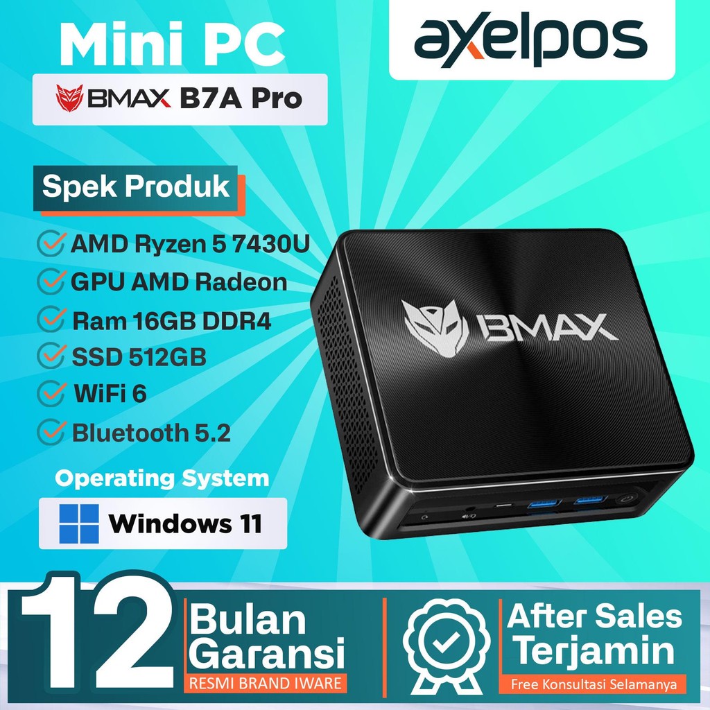Jual Mini PC BMAX B7A Pro AMD Ryzen 5 7430U 16GB/512GB Windows 11 ...