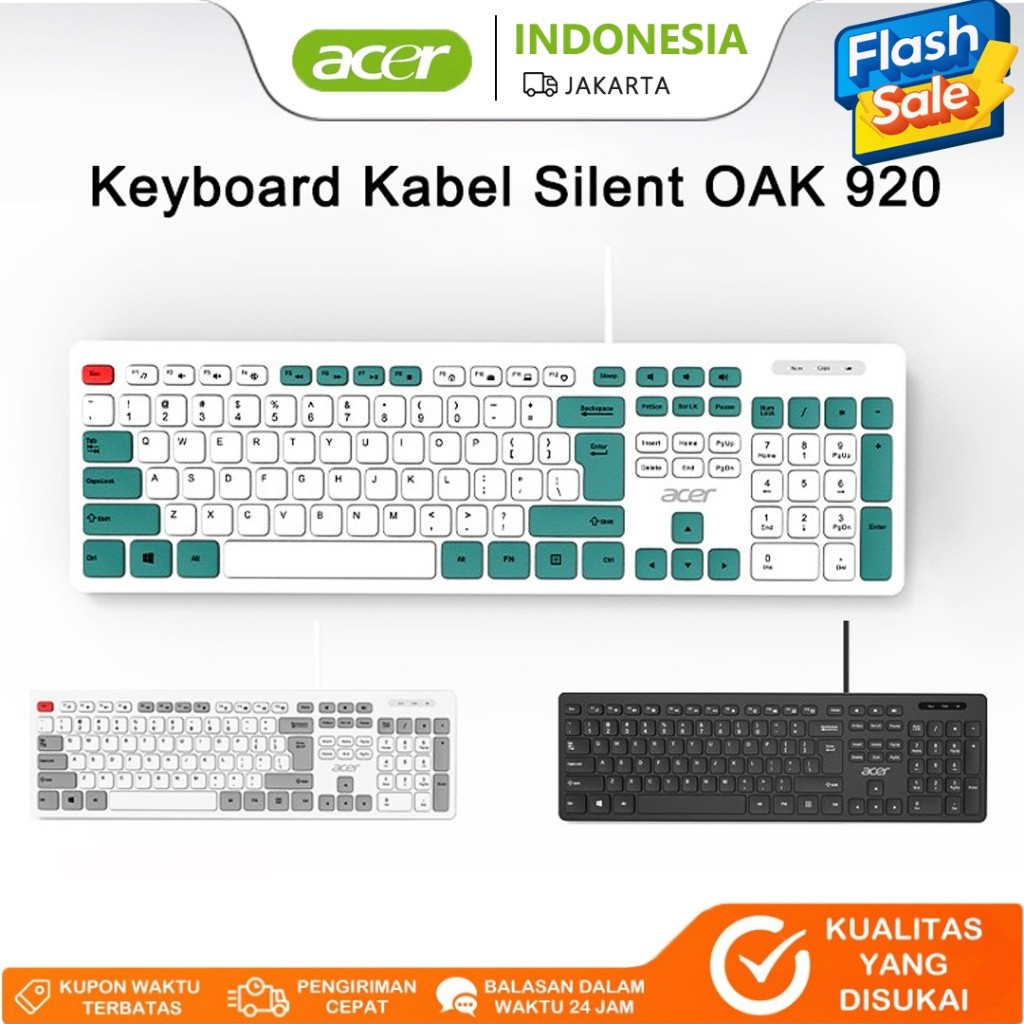 Jual [Aquacells] Acer OAK 920 Keyboard USB Kabel Silent Anti Debu ...