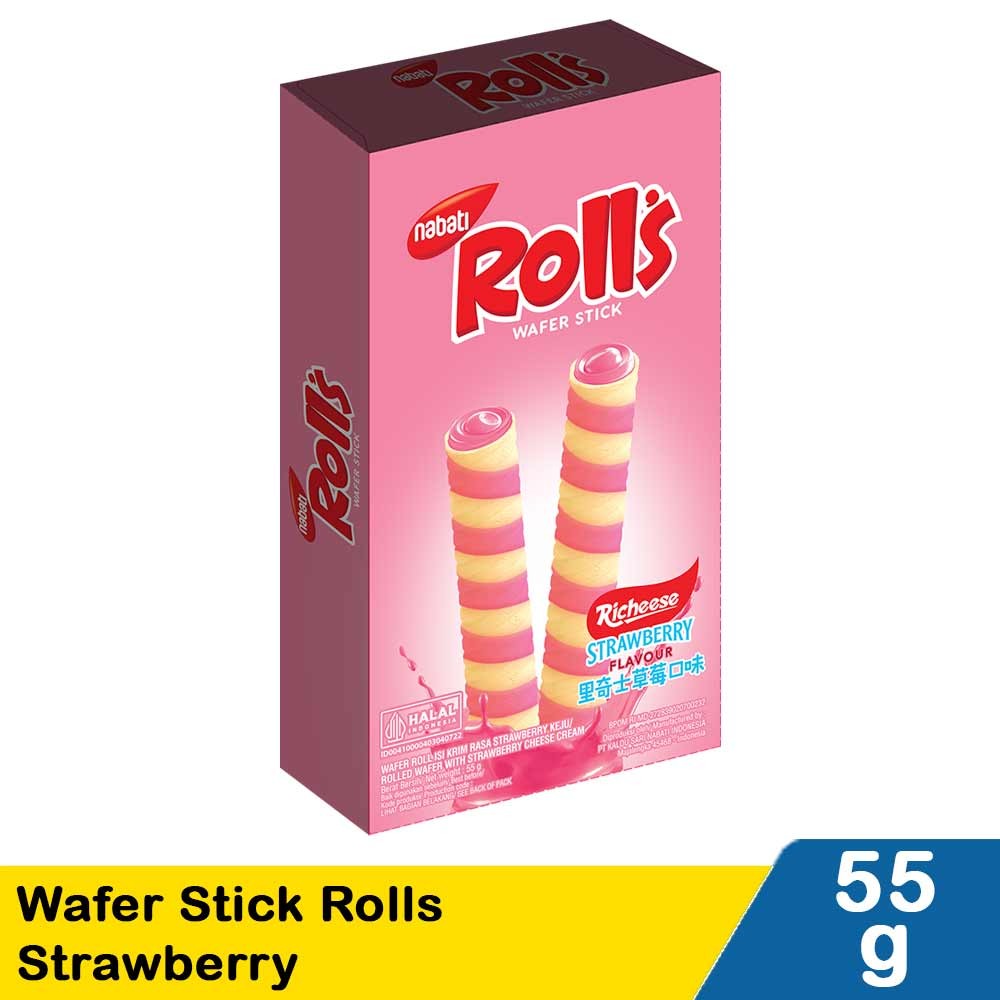 Jual NABATI RICHEESE WAFER STICK ROLLS STRAWBERRY 55g | Shopee Indonesia