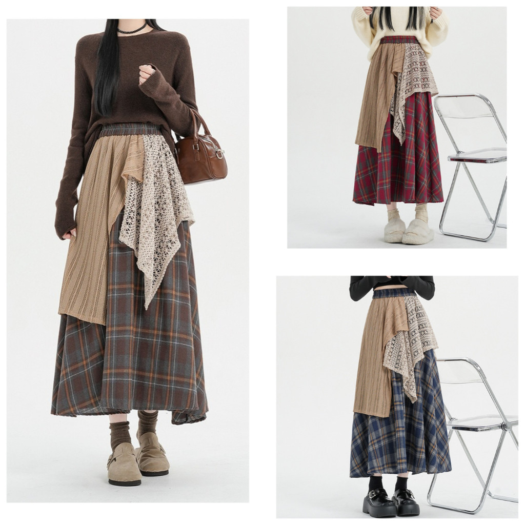 Jual [HEYSOUL] Rok Midi Bohemian Wanita Kotak Model Asimetris Kombinasi ...