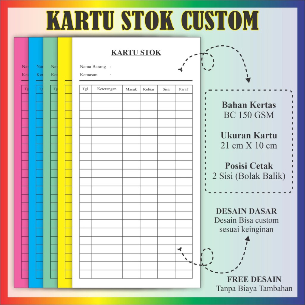 Jual Kartu Stok Desain sesuai keinginan / Kartu Stock Custom Isi 100 ...