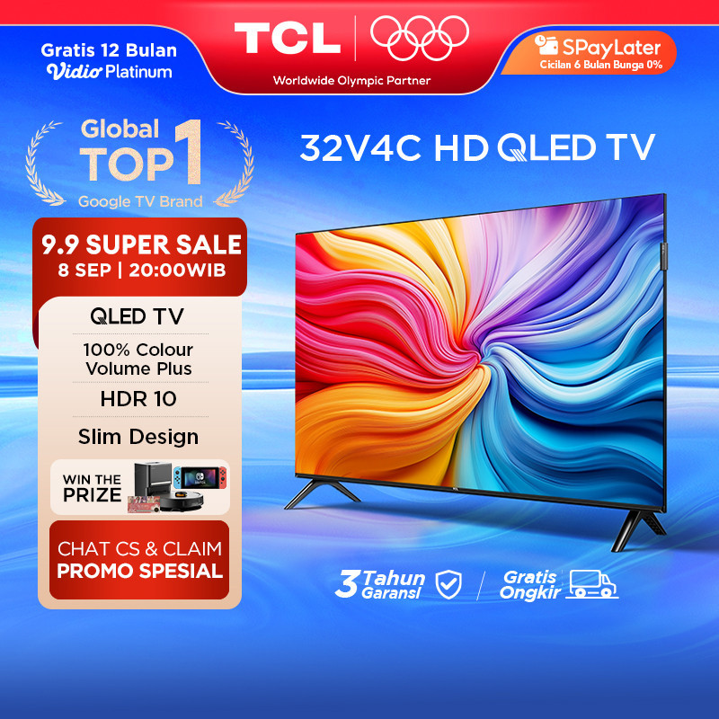 Jual ORI TCL HD QLED Google TV 32 inch V4C - HDR 10 - Dolby Audio - Google Play/Netflix/Youtube ...