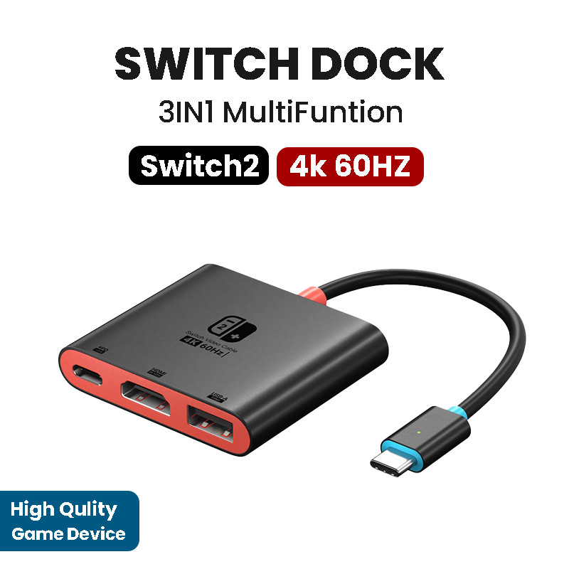 Jual SWITCH2 Type C 3.2 to HDMI 4K 60Hz Adapter Hub Converter 3 in 1 PD 100W Fast Charging ...
