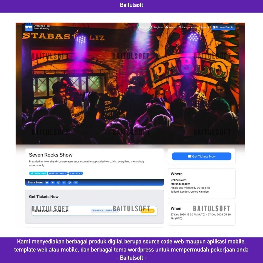 Jual SOURCE CODE APLIKASI WEB EVENTMIE PRO - EVENT TICKET SELLING ...