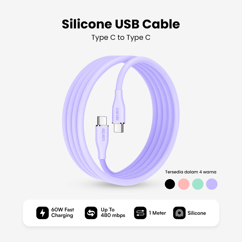 Jual Kabel Charger USB C Type C Silikon 1 Meter Fast Charging 3A ...