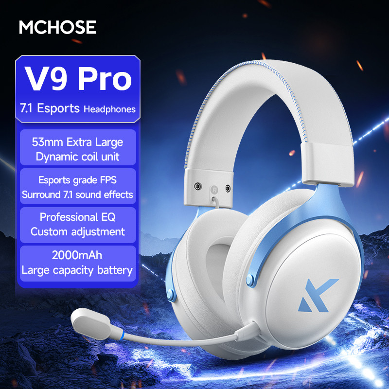 Jual MCHOSE V9 Pro Gaming Headset, Over-Ear Quad-Mode Wireless ...