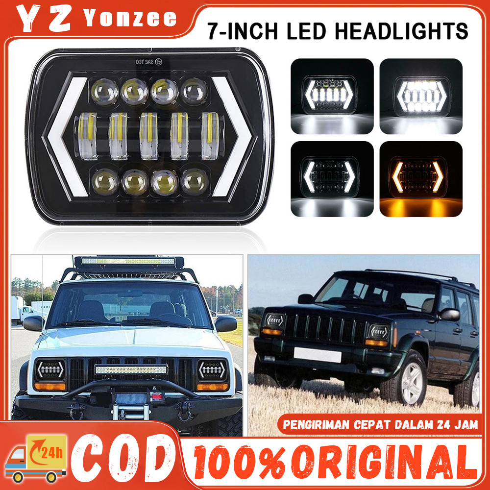 Jual LAMPU DEPAN LED 7 INCH 13 LED Mata Putih Kuning KOTAK JEEP KATANA ...