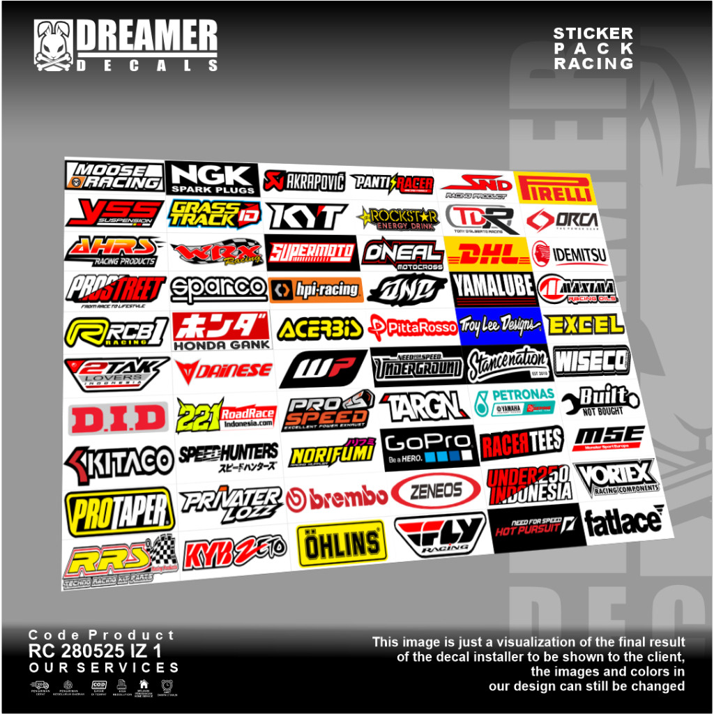 Jual Sticker Stiker Pack Racing Sponsor Balap Sponsor Racing | Shopee ...