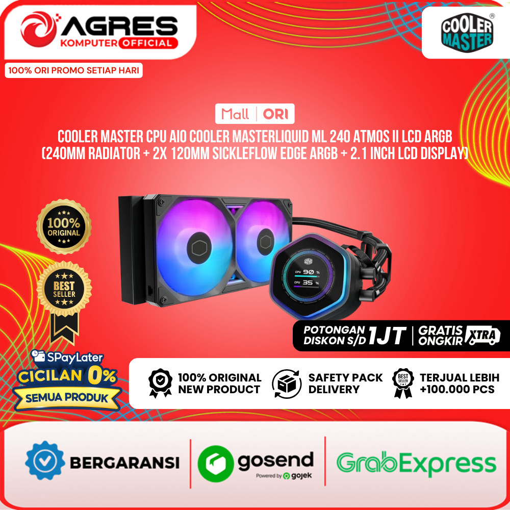 Jual COOLER MASTER CPU AIO COOLER MASTERLIQUID ML 240 ATMOS II LCD ARGB ...