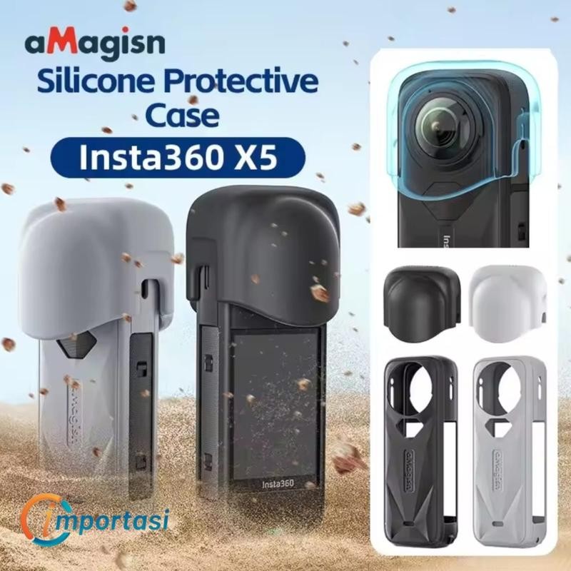 Jual aMAGISN Silicone Protective Case for INSTA360 X5 with Lens Cap ...
