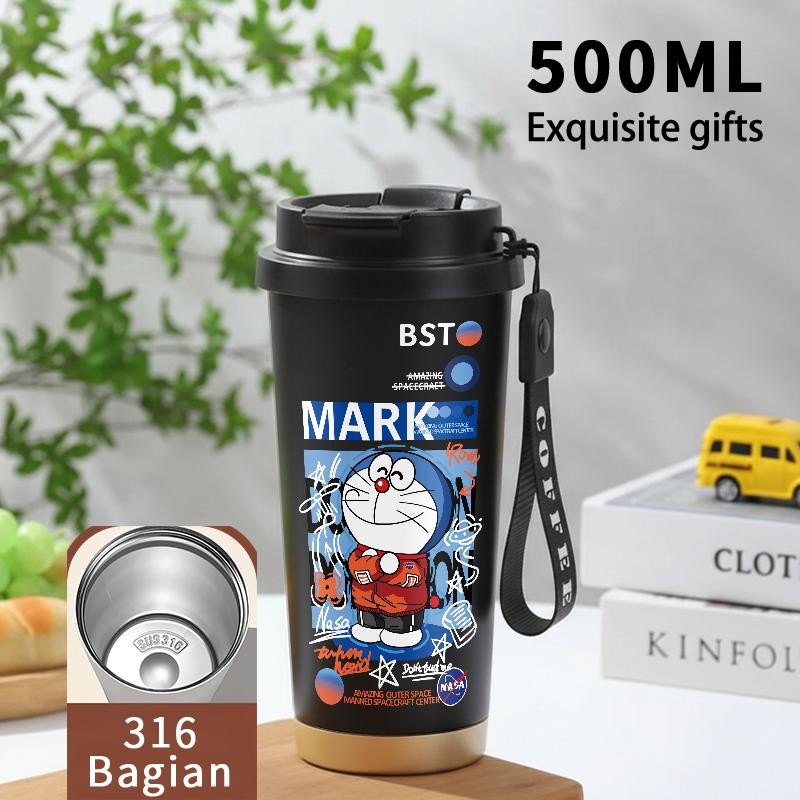 Jual Termos Kopi CUP 500 ML Termos Stainless Steel Straw Bottle Botol ...