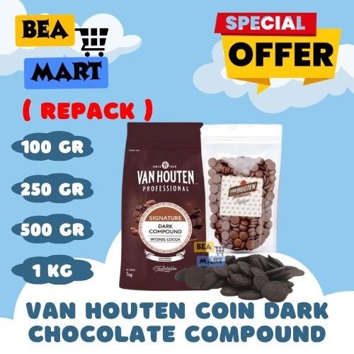 Jual Van Houten Dark Chocolate Compound Coin 100gr 250gr 500gr 1kg ...