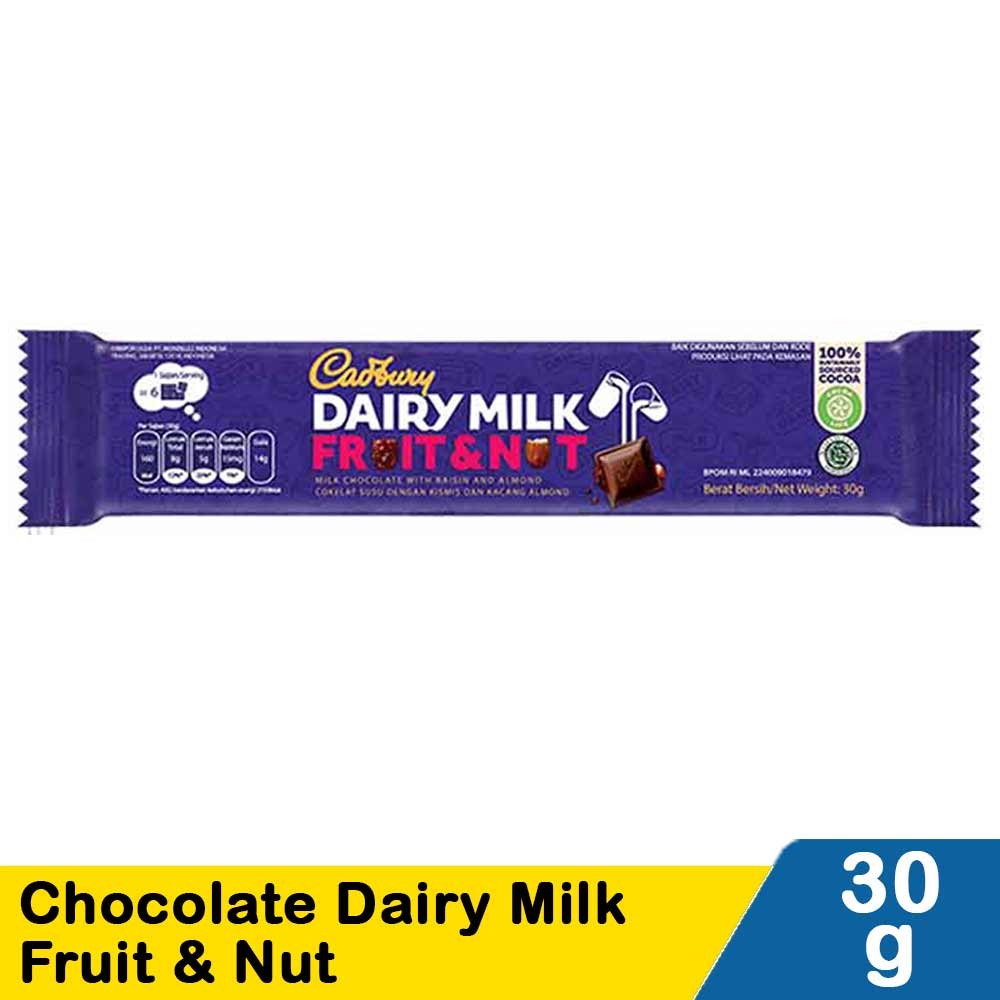 Jual CADBURY CHOCOLATE DAIRY MILK FRUIT & NUT 30g | Shopee Indonesia