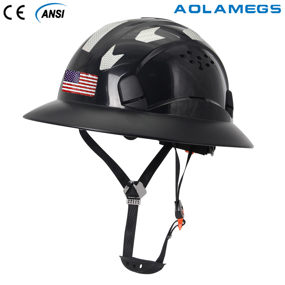 Jual CE Full Brim Safety Helmet with Reflective Sticker Construction ...