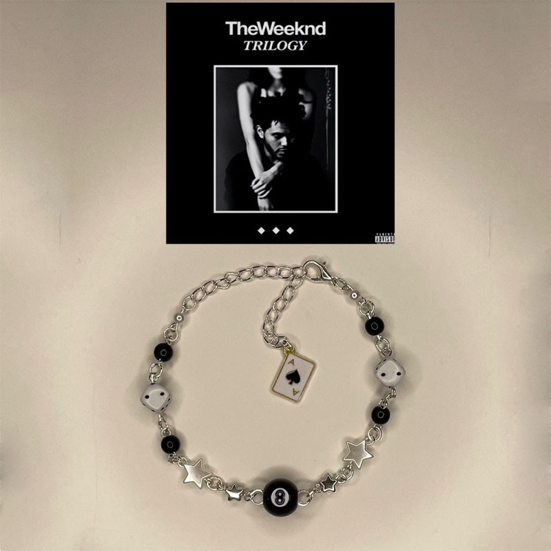 Jual Handmade the weeknd bracelets No. 8 ball star beaded dice bracelet ...