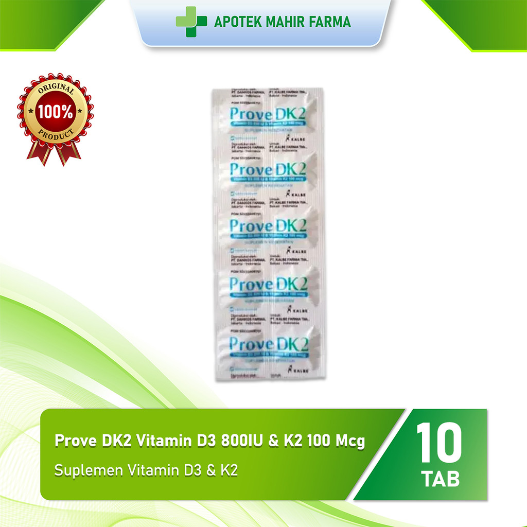 Jual Prove DK2 Vitamin D3 800IU & K2 100 Mcg Strip 10 Tablet Kunyah ...