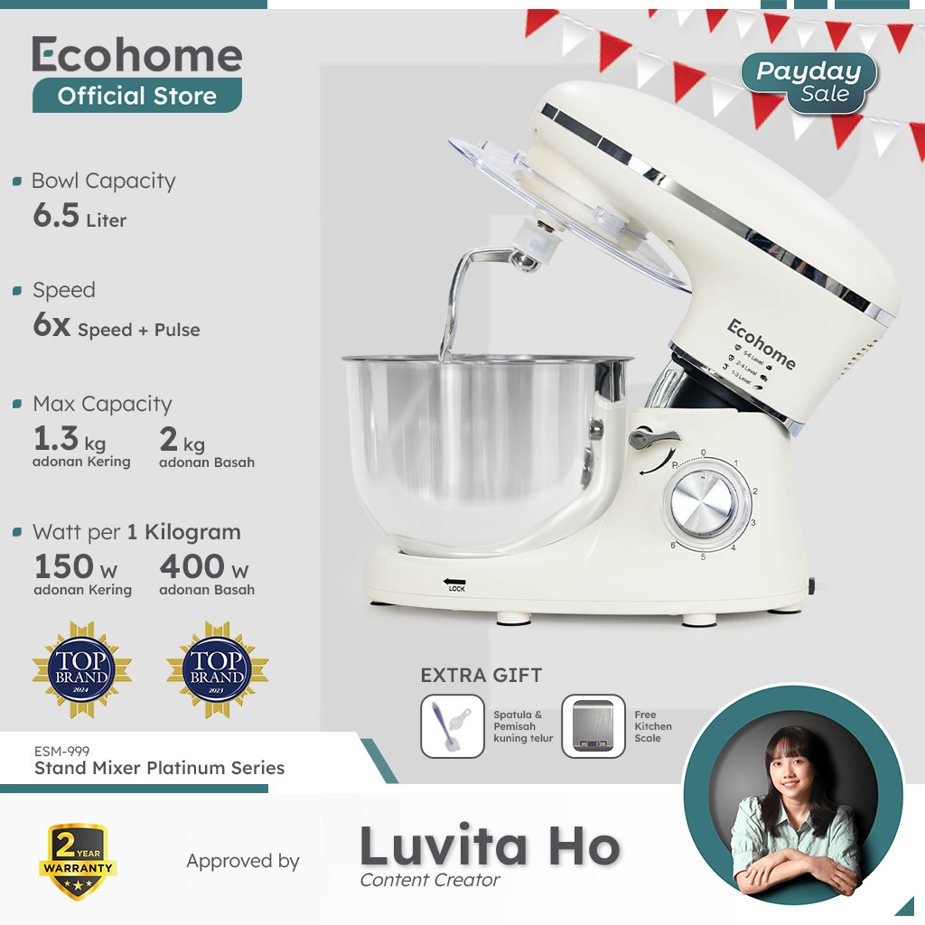 Jual Ecohome Stand Mixer Platinum Series Premium Stand Mixer Heavy Duty ...