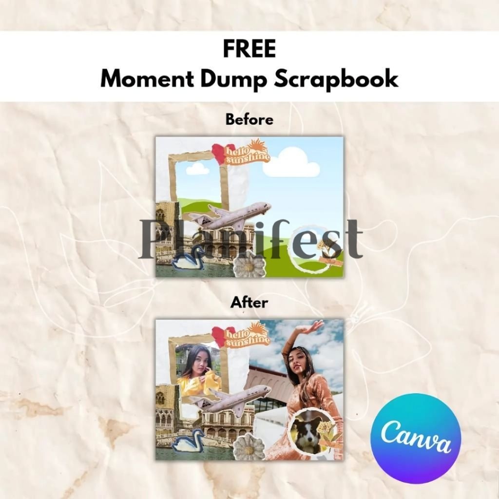 Jual [FREE] Scrapbook Template Canva 1 Halaman, Template Album Foto ...