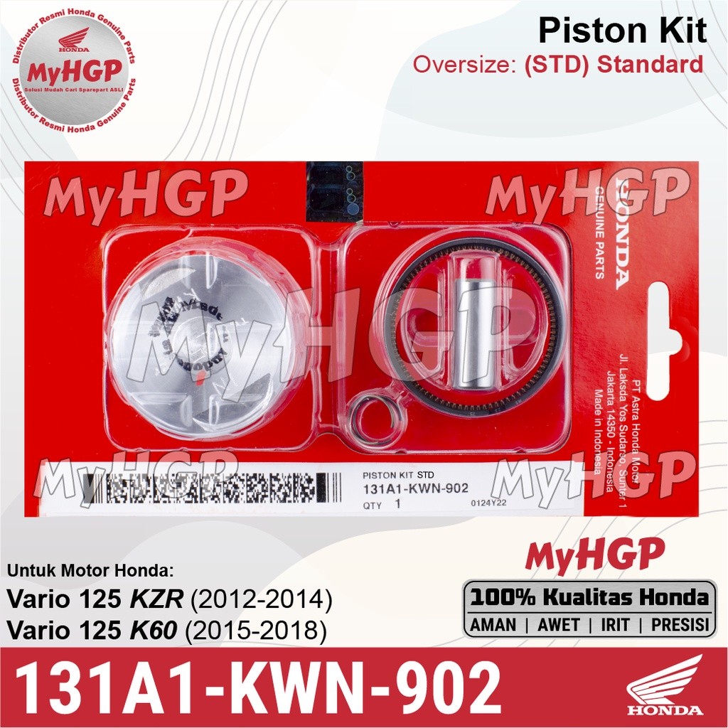 Jual Piston Kit KWN Vario 125 Old, LED Satu Set Paket Honda 131A1KWN902 ...