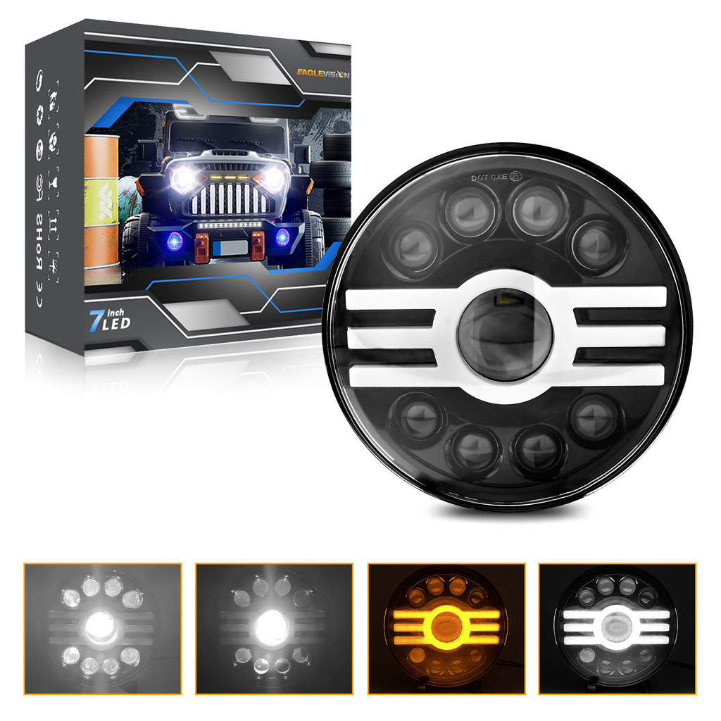 Jual 7 In LED Headlight Round Automotive LED Sealed Beam H4 for ...