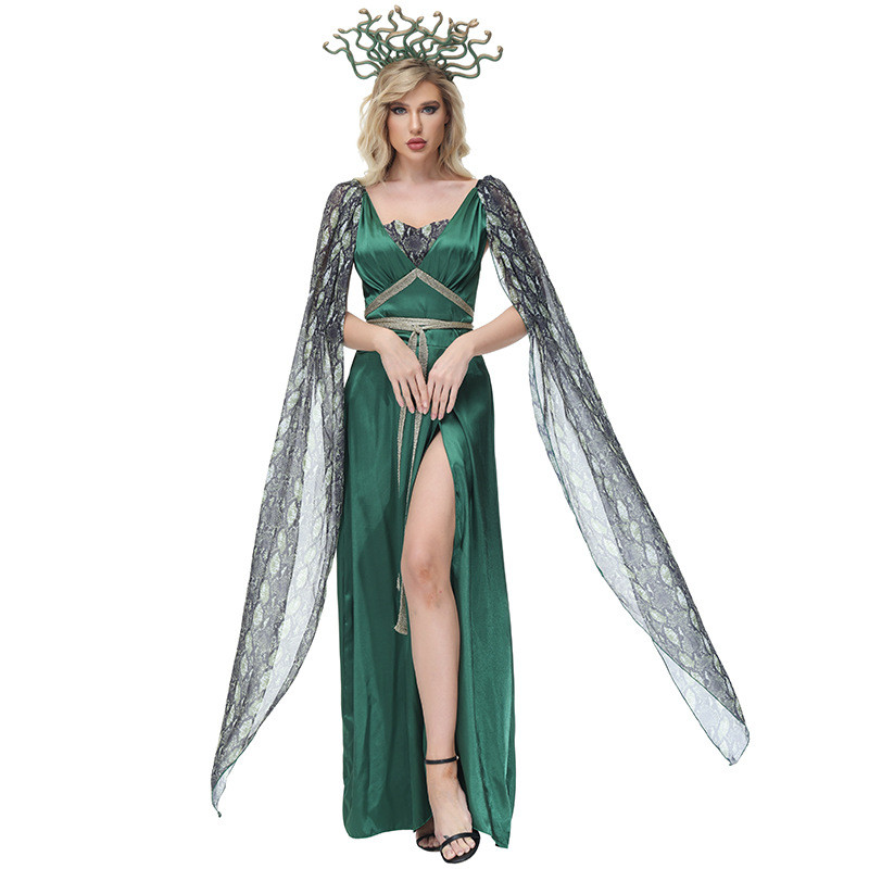Jual Halloween Performance Costumes Export Model Dark Green Snake Print ...